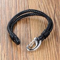 China Men's Titanium Steel Bracelet Hand-Woven Leather Rope Bracelet Personality Fashion Hand Jewelry Wholesale Blfp91 for sale