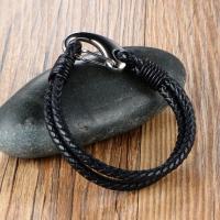 China Men's Titanium Steel Bracelet Hand-Woven Leather Rope Bracelet Personality Fashion Hand Jewelry Wholesale Blfp91 for sale