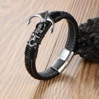 China Ship Anchor Bracelet Weaving Men's Jewelry Weaving Men's Leather Rope Bracelet Wholesale Bl2856 for sale