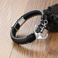 China Ship Anchor Bracelet Weaving Men's Jewelry Weaving Men's Leather Rope Bracelet Wholesale Bl2856 for sale