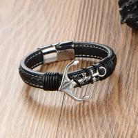 China Ship Anchor Bracelet Weaving Men's Jewelry Weaving Men's Leather Rope Bracelet Wholesale Bl2856 for sale