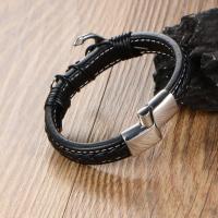 China Ship Anchor Bracelet Weaving Men's Jewelry Weaving Men's Leather Rope Bracelet Wholesale Bl2856 for sale