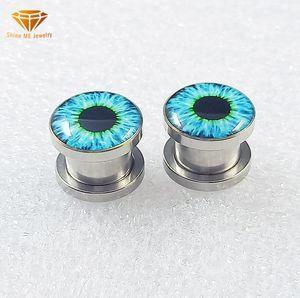China Stainless Steel Jewelry Black Eyeball Eyes Ear Expander Piercing Ear Plug Body Piercing Jewelry Spg2734 for sale