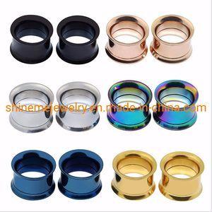 China High Quality 316 Stainless Steel Double Flare Plug Tunnel Plug Metal Thread Ear Plugs Spg1818 for sale