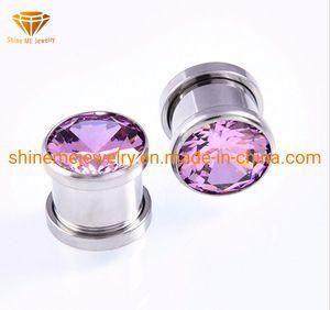 China Stainless Steel Jewelry Stainless Steel Ear Plug Pink Diamond L Ear Expansion Jewelry Spg1824p for sale