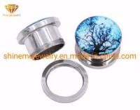 China Customizable Customer Logo or Pattern Oil Drop Stainless Steel Jewelry Body Piercing Earplug  Spg1830 for sale