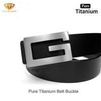 China Pure Titanium Belt Buckle Titanium Alloy Through Type Smooth Light Plate Rust Free Head Letter G Tbbg3638 for sale