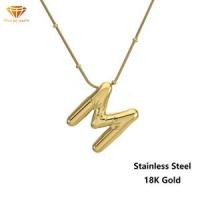 China Titanium Steel Smooth Bubble Letter Necklace for Women Niche and Versatile Collarbone Chain 26 Letter Pendant Round Bead Snake Chain Jewelry Nk1133 for sale