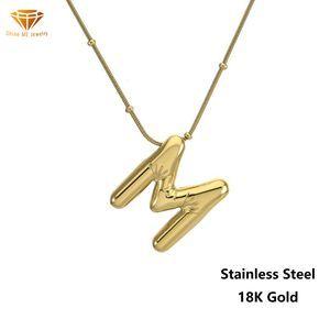 China Titanium Steel Smooth Bubble Letter Necklace for Women Niche and Versatile Collarbone Chain 26 Letter Pendant Round Bead Snake Chain Jewelry Nk1133 for sale