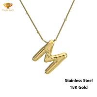 China Titanium Steel Smooth Bubble Letter Necklace for Women Niche and Versatile Collarbone Chain 26 Letter Pendant Round Bead Snake Chain Jewelry Nk1133 for sale