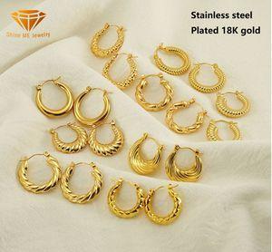 China Spot Supply Titanium Steel Round Fried Dough Twists Earrings High Grade Color Fast 18K Gold Earrings Women's Stainlesssteel Earrigs Smer1306 for sale