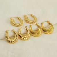 China Spot Supply Titanium Steel Round Fried Dough Twists Earrings High Grade Color Fast 18K Gold Earrings Women's Stainlesssteel Earrigs Smer1306 for sale