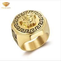 China Ancient Greek Mythology Medusa Ring Titanium Steel Tide Brand Gold-Plated Medusa Hip Hop Hiphop Ring for Men Sgmr2625 for sale