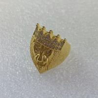 China Explosion Hip-Hop Hip Hop Stainless Steel Gold-Plated Rhinestone Crown Lion Head Ring for Men Sgmr2623 for sale