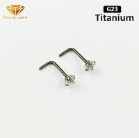 China Fashion Jewelry Single Zircon L Shape Surgical Steel G23 Titanium Piercing Jewelry Tp2118 for sale