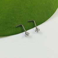 China Fashion Jewelry Single Zircon L Shape Surgical Steel G23 Titanium Piercing Jewelry Tp2118 for sale