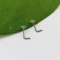 China Fashion Jewelry Single Zircon L Shape Surgical Steel G23 Titanium Piercing Jewelry Tp2118 for sale