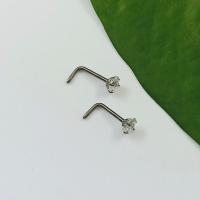 China Fashion Jewelry Single Zircon L Shape Surgical Steel G23 Titanium Piercing Jewelry Tp2118 for sale