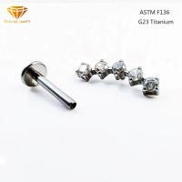 China Wholesale Titanium Jewelry Labret Earring Body Piercing Titanium 16g Internally Thread 5 Prong Set CZ Stone Top Nose Ring Jewelry Sm0896 for sale
