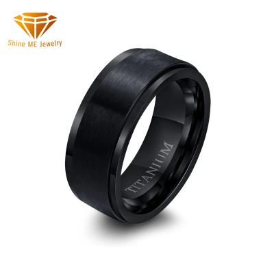 China Fashion Jewelry IP Black Titanium Band Pure Titanium Wedding Ring for Men Tr2025 for sale