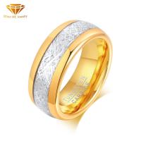 China Factory Wholesale Tungsten Steel Embossed Ring Between Gold Men′ S 8mm Ring Trendy Fashion Ring Jewelry Tstr096 for sale