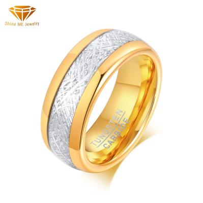 China Factory Wholesale Tungsten Steel Embossed Ring Between Gold Men′ S 8mm Ring Trendy Fashion Ring Jewelry Tstr096 for sale