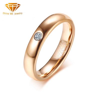 China New Product 4mm Width Single Zircon Tungsten Ring Korean Version Rose Gold Ring for Women Tst2839 for sale