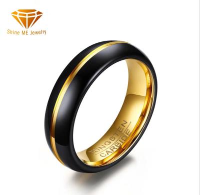 China 6mm Tungsten Steel Black Gold Ring Men's Ring Jewelry Tst8135 for sale