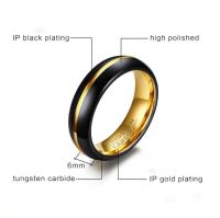 China 6mm Tungsten Steel Black Gold Ring Men's Ring Jewelry Tst8135 for sale