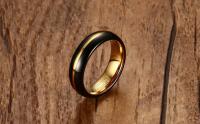 China 6mm Tungsten Steel Black Gold Ring Men's Ring Jewelry Tst8135 for sale