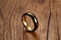 China 6mm Tungsten Steel Black Gold Ring Men's Ring Jewelry Tst8135 for sale