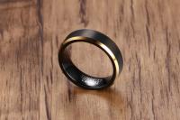 China 6mm Tungsten Steel Black Gold Ring Men's Ring Jewelry Tst8135 for sale