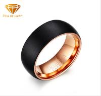China Factory Wholesale European and American Fashion Jewelry Wholesale 8mm Tungsten Steel Ring Black Rose Gold Tst8133 for sale