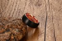 China Factory Wholesale European and American Fashion Jewelry Wholesale 8mm Tungsten Steel Ring Black Rose Gold Tst8133 for sale