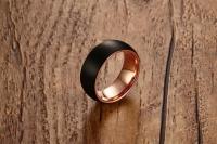 China Factory Wholesale European and American Fashion Jewelry Wholesale 8mm Tungsten Steel Ring Black Rose Gold Tst8133 for sale