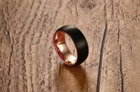 China Factory Wholesale European and American Fashion Jewelry Wholesale 8mm Tungsten Steel Ring Black Rose Gold Tst8133 for sale