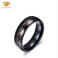 China Fashion Jewelry High Quality Carbon Fiber 8mm Red and Black Carbon Fiber Tungsten Ring Tst8131 for sale