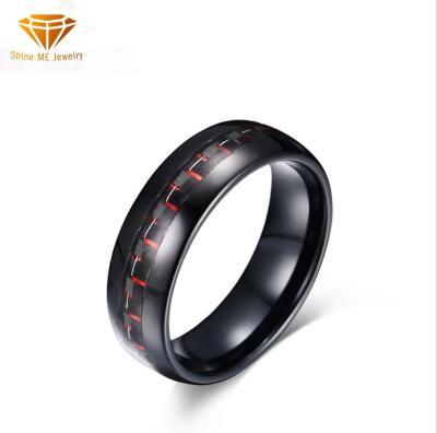 China Fashion Jewelry High Quality Carbon Fiber 8mm Red and Black Carbon Fiber Tungsten Ring Tst8131 for sale