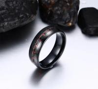 China Fashion Jewelry High Quality Carbon Fiber 8mm Red and Black Carbon Fiber Tungsten Ring Tst8131 for sale