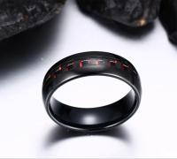 China Fashion Jewelry High Quality Carbon Fiber 8mm Red and Black Carbon Fiber Tungsten Ring Tst8131 for sale