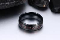 China Fashion Jewelry High Quality Carbon Fiber 8mm Red and Black Carbon Fiber Tungsten Ring Tst8131 for sale