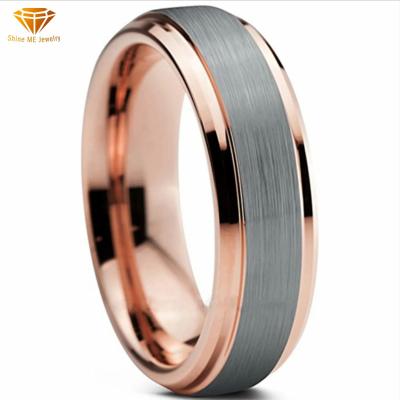 China Wholesale Fashion Jewelry Tungsten Steel Ring 6mm Wide Two-Color Men's Single Fashion Rose Gold Lasha Ring Tungsten Ring Plated Jewelry Tst4331 for sale