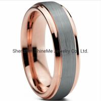China Wholesale Fashion Jewelry Tungsten Steel Ring 6mm Wide Two-Color Men's Single Fashion Rose Gold Lasha Ring Tungsten Ring Plated Jewelry Tst4331 for sale