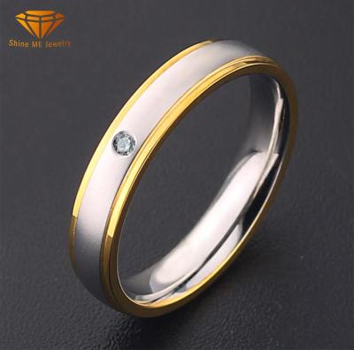 China Factory Wholesale Titanium Steel Arc Surface Gold Plating Zircon Gold Ring Stainless Steel Ring for Men and Women Couple Rings Gold-Plated Ring SSR1203 for sale