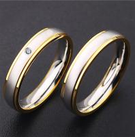 China Factory Wholesale Titanium Steel Arc Surface Gold Plating Zircon Gold Ring Stainless Steel Ring for Men and Women Couple Rings Gold-Plated Ring SSR1203 for sale