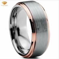 China Tungsten Steel Ring 8mm Wide Men's Lasha Plated Jewelry Rose Gold Couple Tungsten Gold Ring Tst4230 for sale