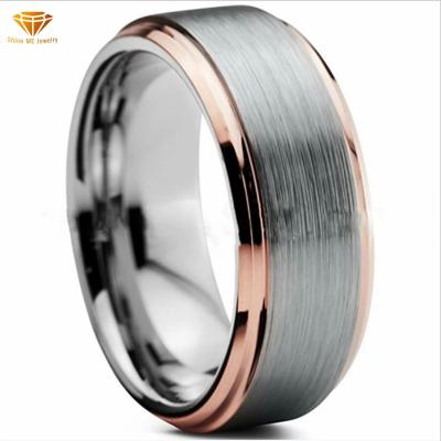 China Tungsten Steel Ring 8mm Wide Men's Lasha Plated Jewelry Rose Gold Couple Tungsten Gold Ring Tst4230 for sale