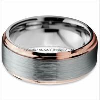 China Tungsten Steel Ring 8mm Wide Men's Lasha Plated Jewelry Rose Gold Couple Tungsten Gold Ring Tst4230 for sale