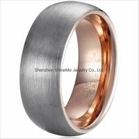 China Tungsten Steel Ring 8mm Wide Men's Lasha Plated Jewelry Rose Gold Couple Tungsten Gold Ring Tst4230 for sale