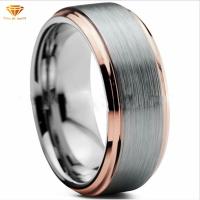 China Tungsten Steel Ring 8mm Wide Men's Lasha Plated Jewelry Rose Gold Couple Tungsten Gold Ring Tst4230 for sale